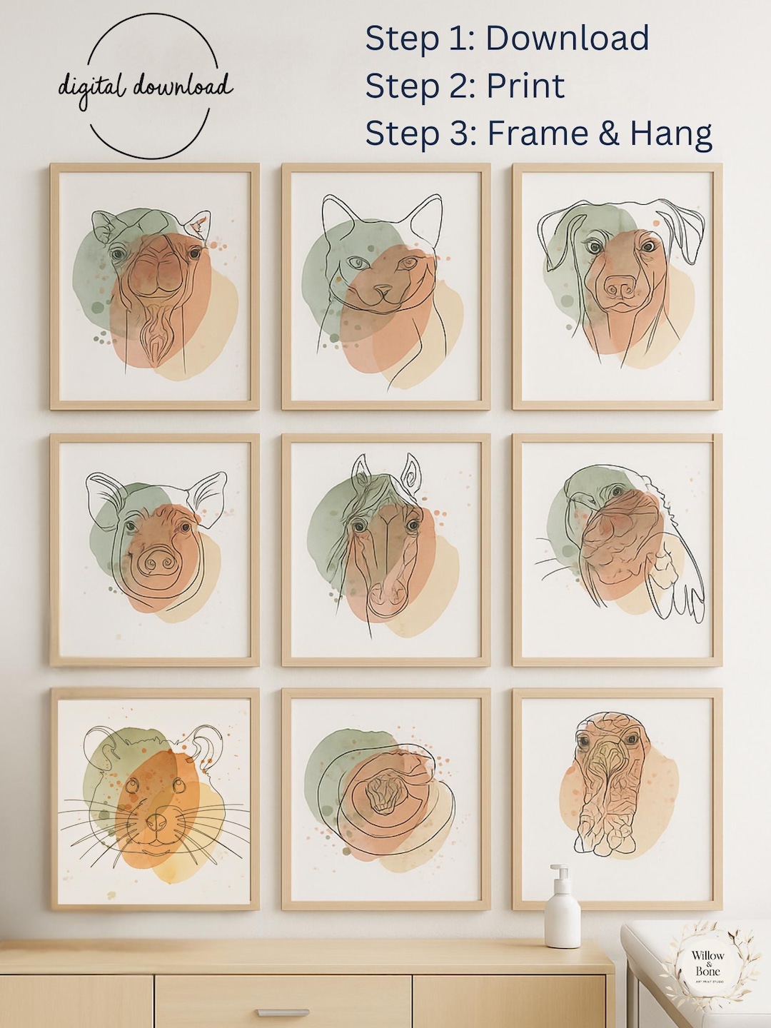 Veterinary Clinic Wall Art Bundle | Modern Watercolor Pet Decor | Set ...