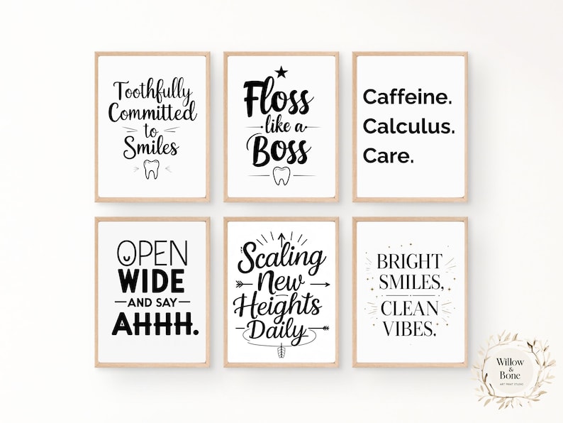 Funny Dental Quotes Art: Modern Dentist Office Decor Prints (set of 6 ...