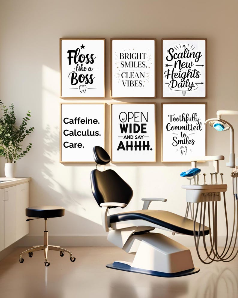 Funny Dental Quotes Art: Modern Dentist Office Decor Prints (set of 6 ...