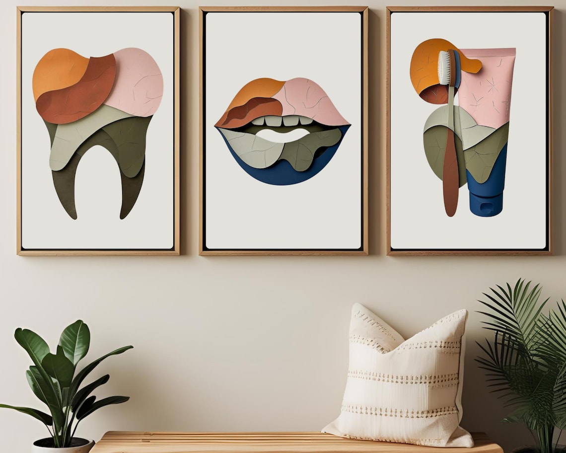 Dental Wall Art Set (set of 3) | Abstract Dentist Office Decor ...