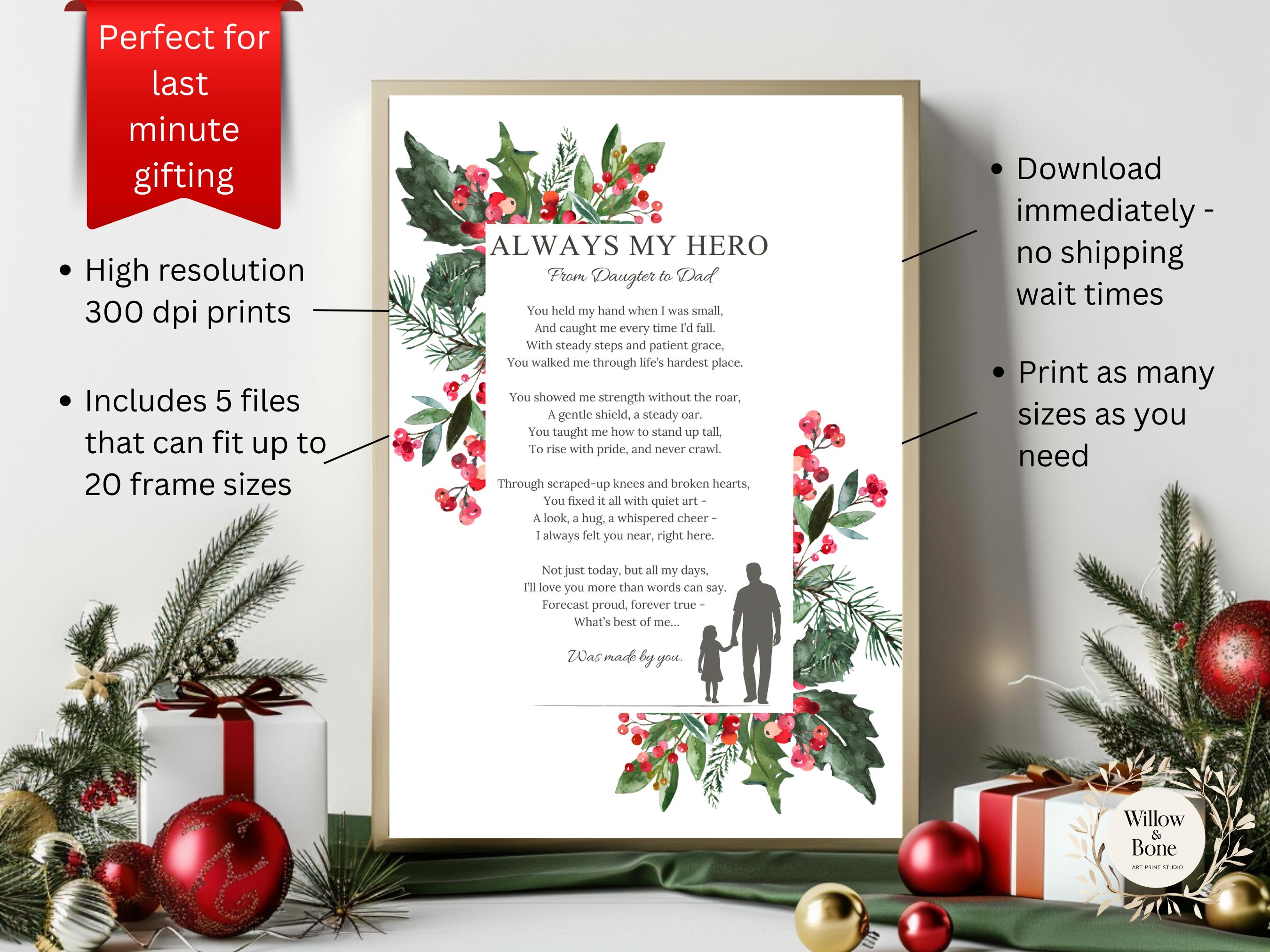 Sentimental Poem Print for Dad, Christmas Gift From Daughter (digital ...
