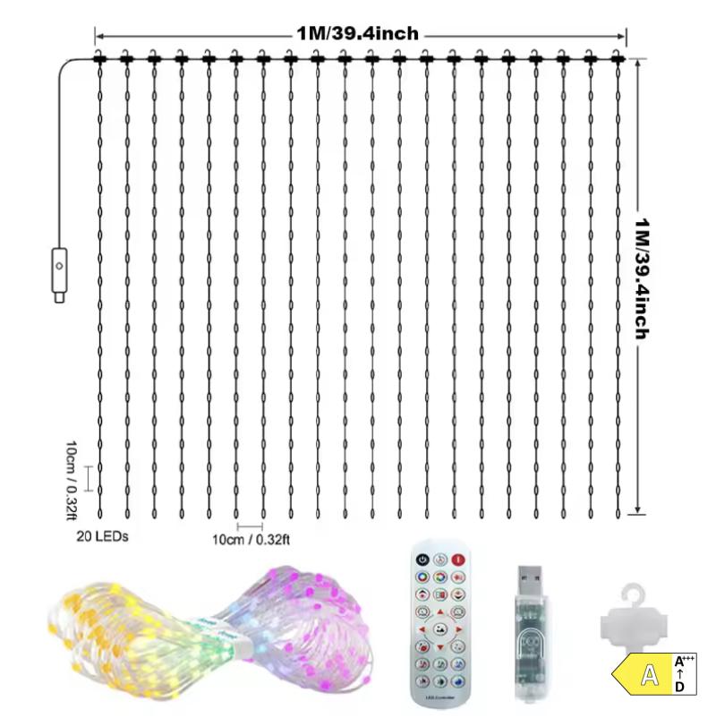 Christmas LED Curtain Lights – Smart App Control, RGB DIY Patterns ...