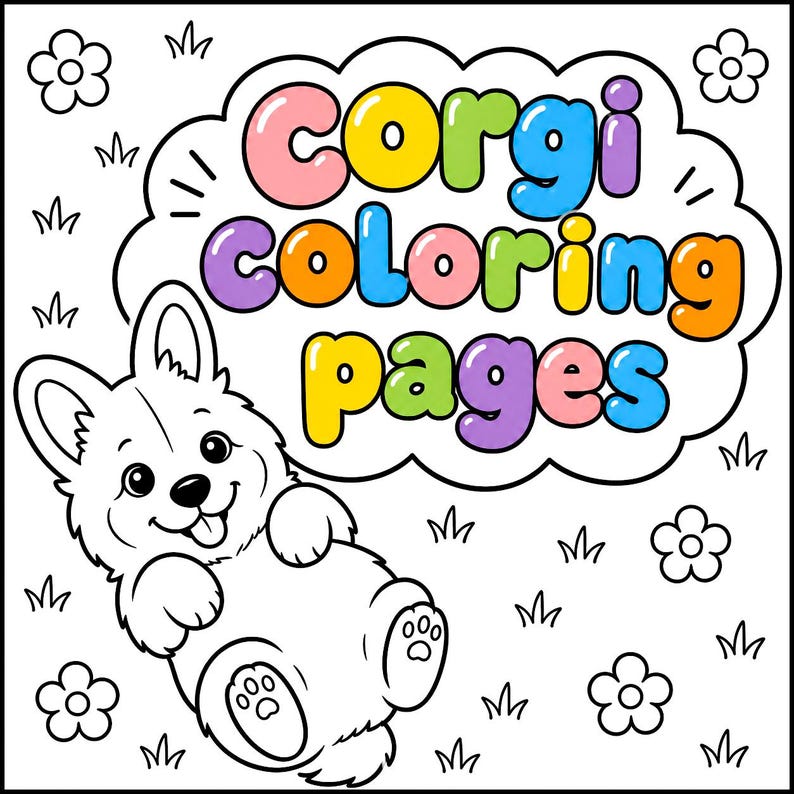10 Corgi Coloring Pages, Printable Coloring Sheets, PDF Download - Etsy UK