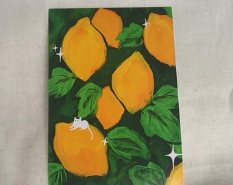 Lemon Cat // A4, A5 Art Print - Etsy