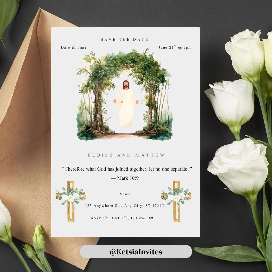 Christian Wedding Invite Template | Save the Date With Scripture | Mark ...