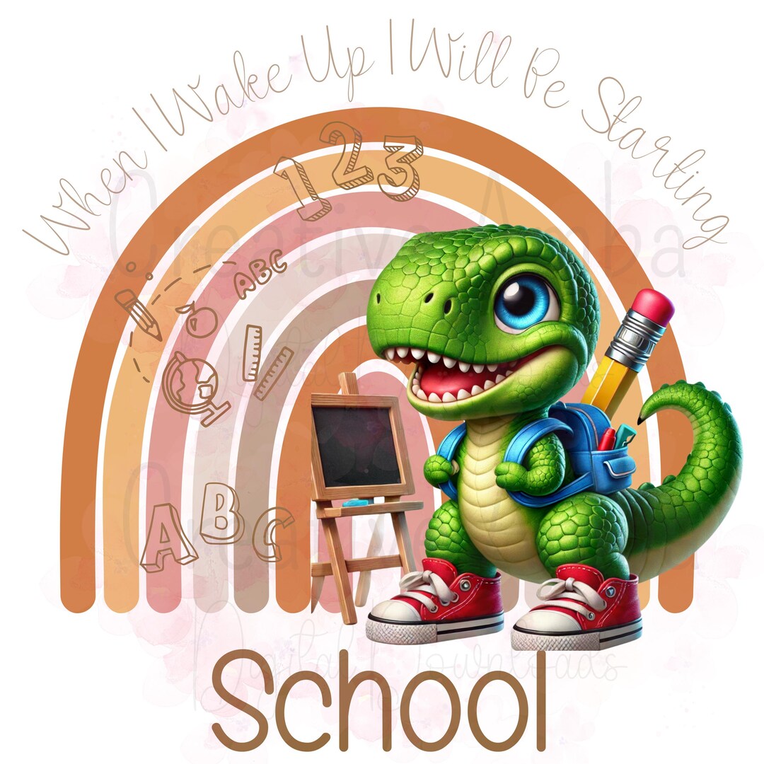 Dinosaur Starting School PNG: Pyjamas Sublimation Design (instant ...