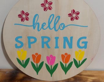 Handpainted Hello Spring Wooden Sign - Etsy