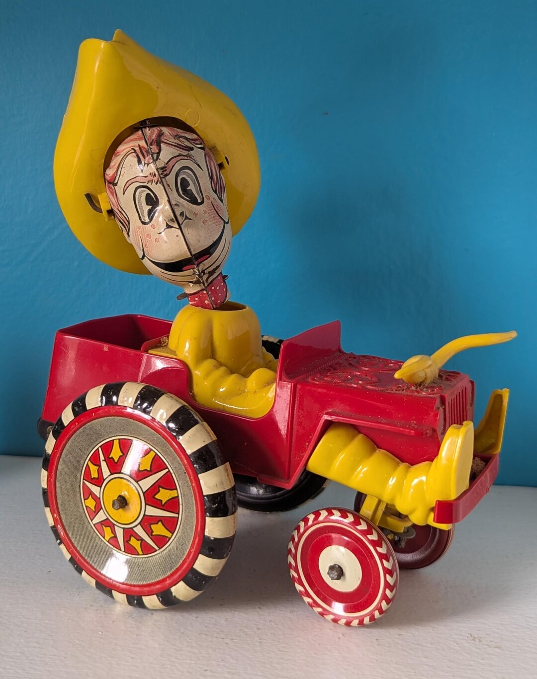 Vintage Marx Tin Litho Sheriff Sam Whoopee Car Jeep Wind up Toy (free ...