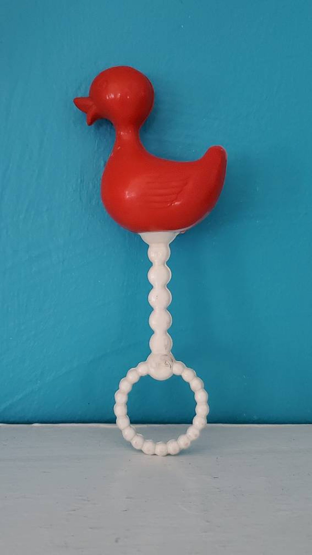 Vintage Celluloid Toy Duck Baby Rattle Red Almoid USA Free Shipping - Etsy