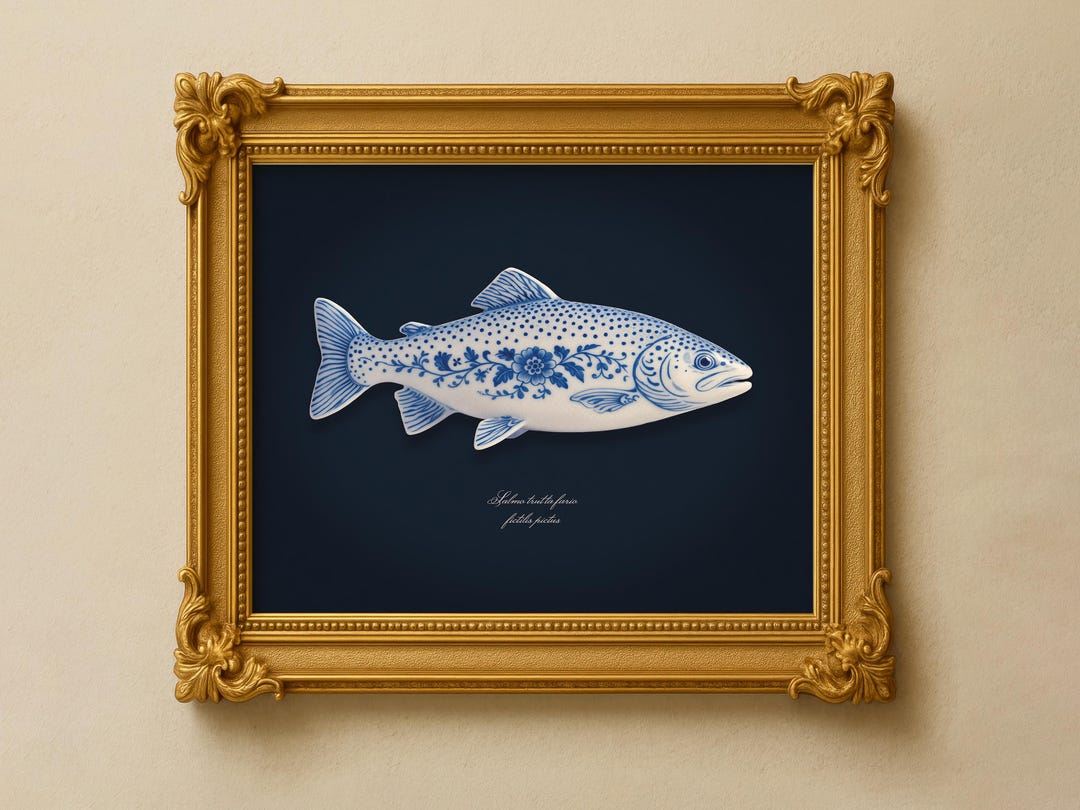 Blue Delft Fish Print – Scandinavian Kitchen Art (digital Download) - Etsy