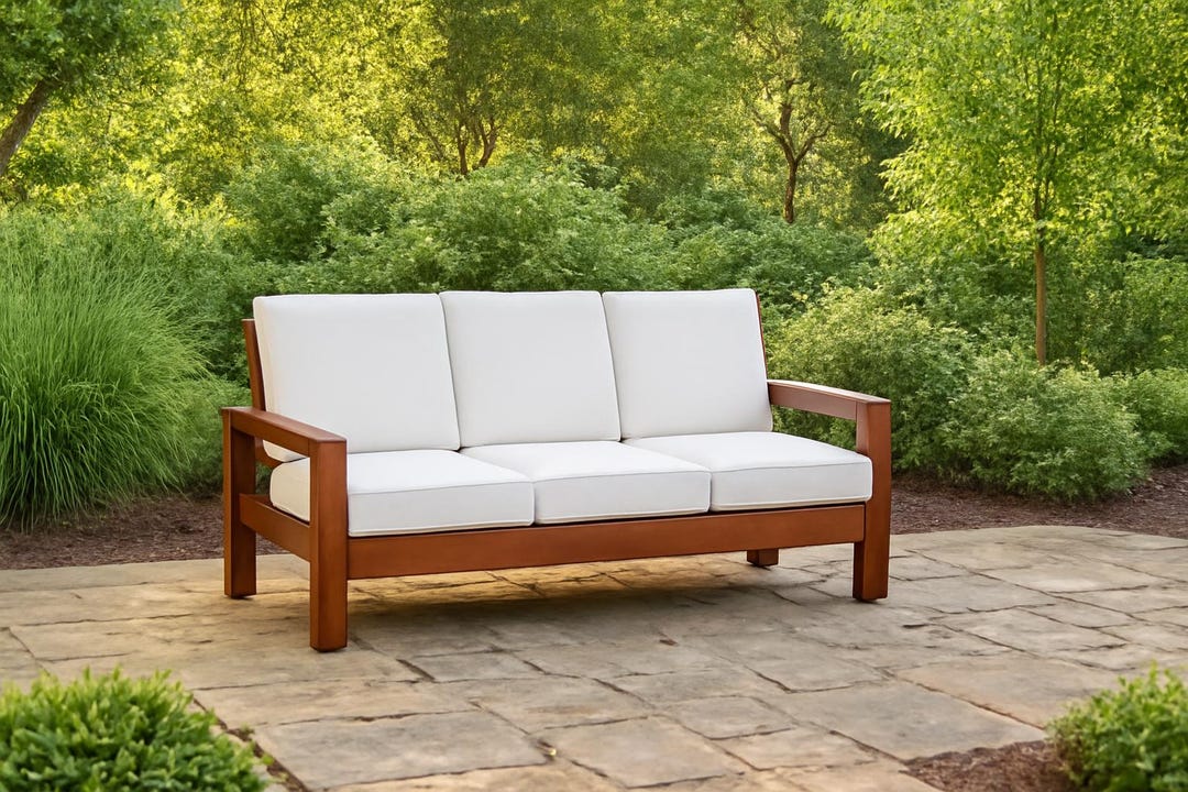 Easy DIY Outdoor Couch Plans (PDF Download) | Modern Slatted Wood Sofa ...