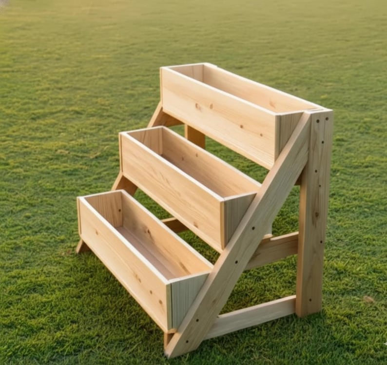 DIY 3-tiered Wooden Garden Planter Build Plan Step by Step Guide PDF ...