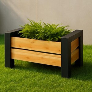 Handmade Wooden Planter Box: Modern Rustic Garden Decor (digital ...