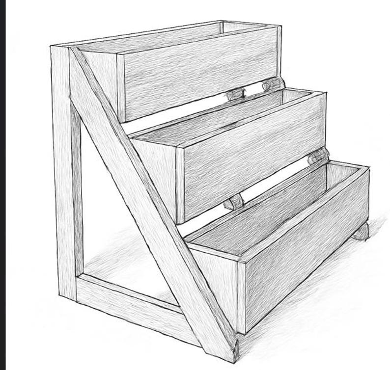 DIY 3-tiered Wooden Garden Planter Build Plan Step by Step Guide PDF ...