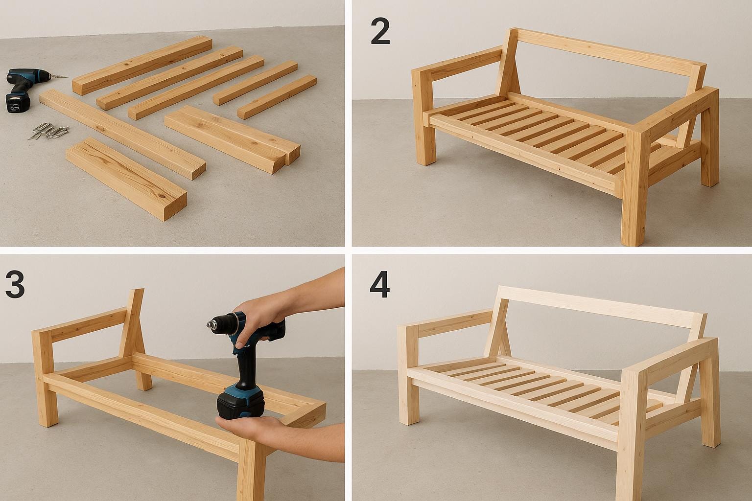 Easy DIY Outdoor Couch Plans (PDF Download) | Modern Slatted Wood Sofa ...