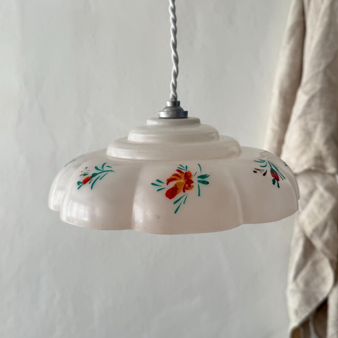 12" French Vintage Frilly Pendant Light Kit - Etsy