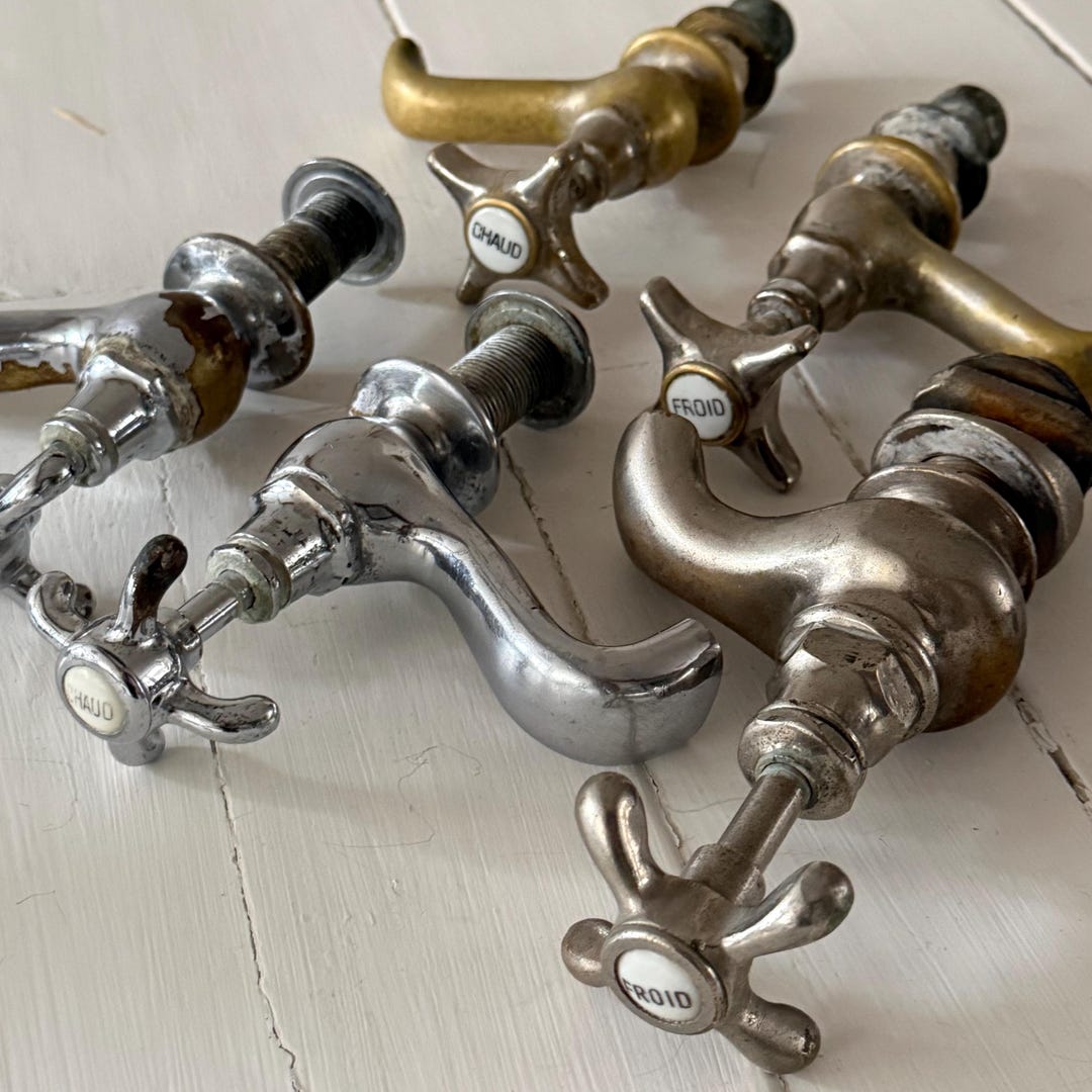 Choose! French Antique Chromed Bath Taps /faucet – Vintage Bathroom ...
