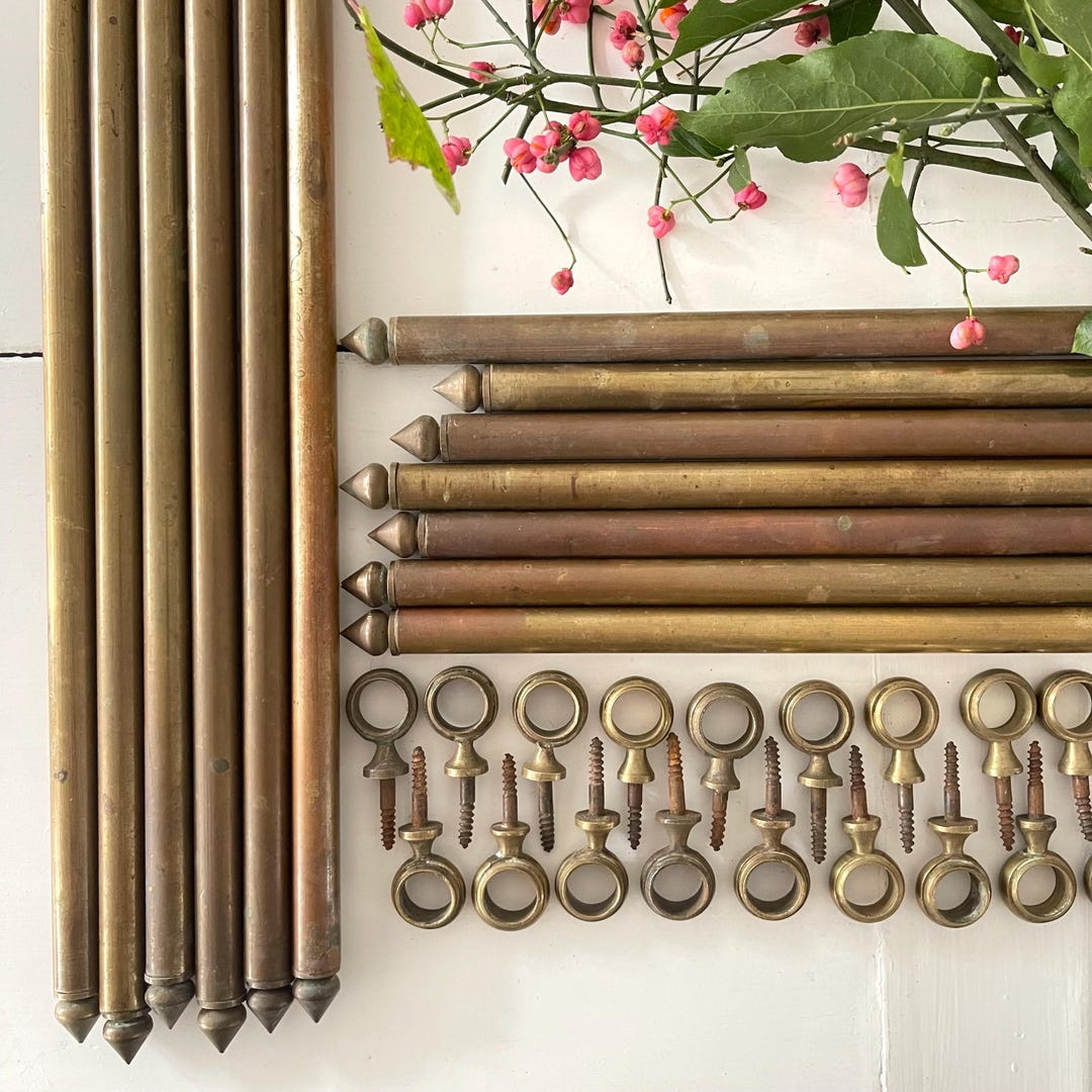 31" French Antique Brass Café Rod, Pot Rack, Picture Rail, Stair Rod - Etsy