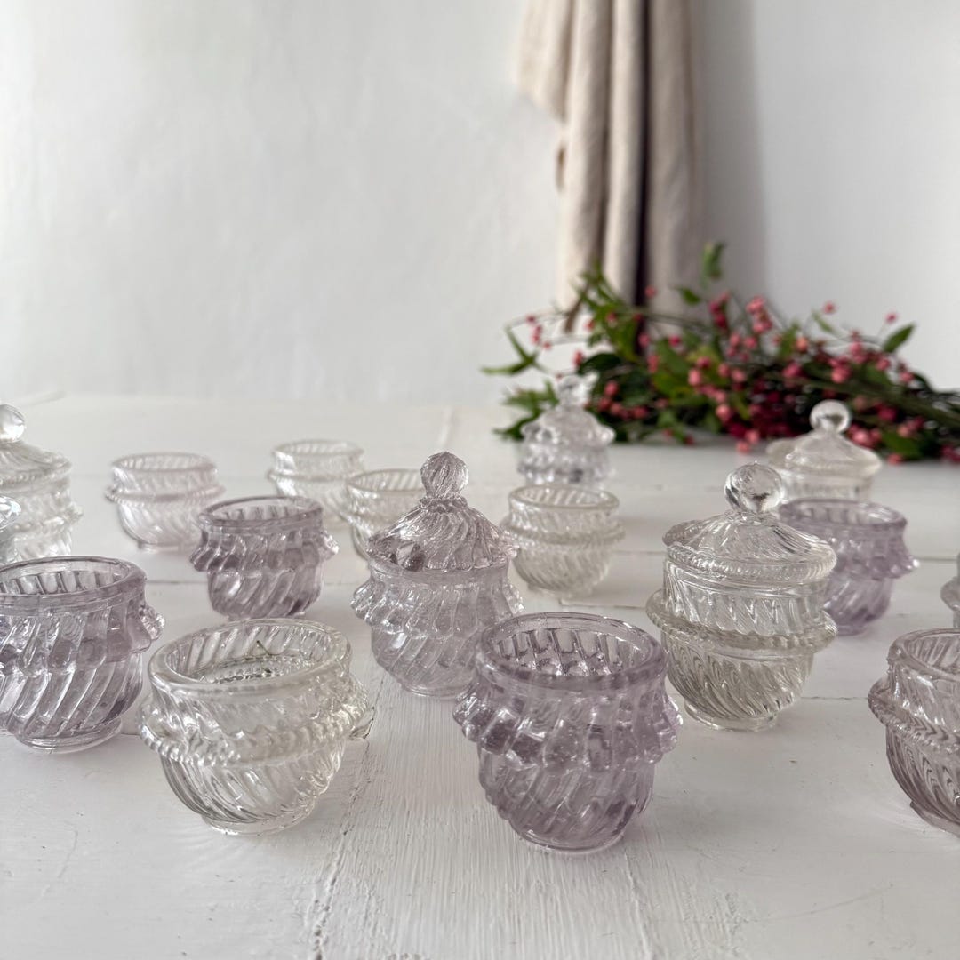 19th C French Antique Baccarat Salt & Pepper Pinch Pots, Butter Pats ...