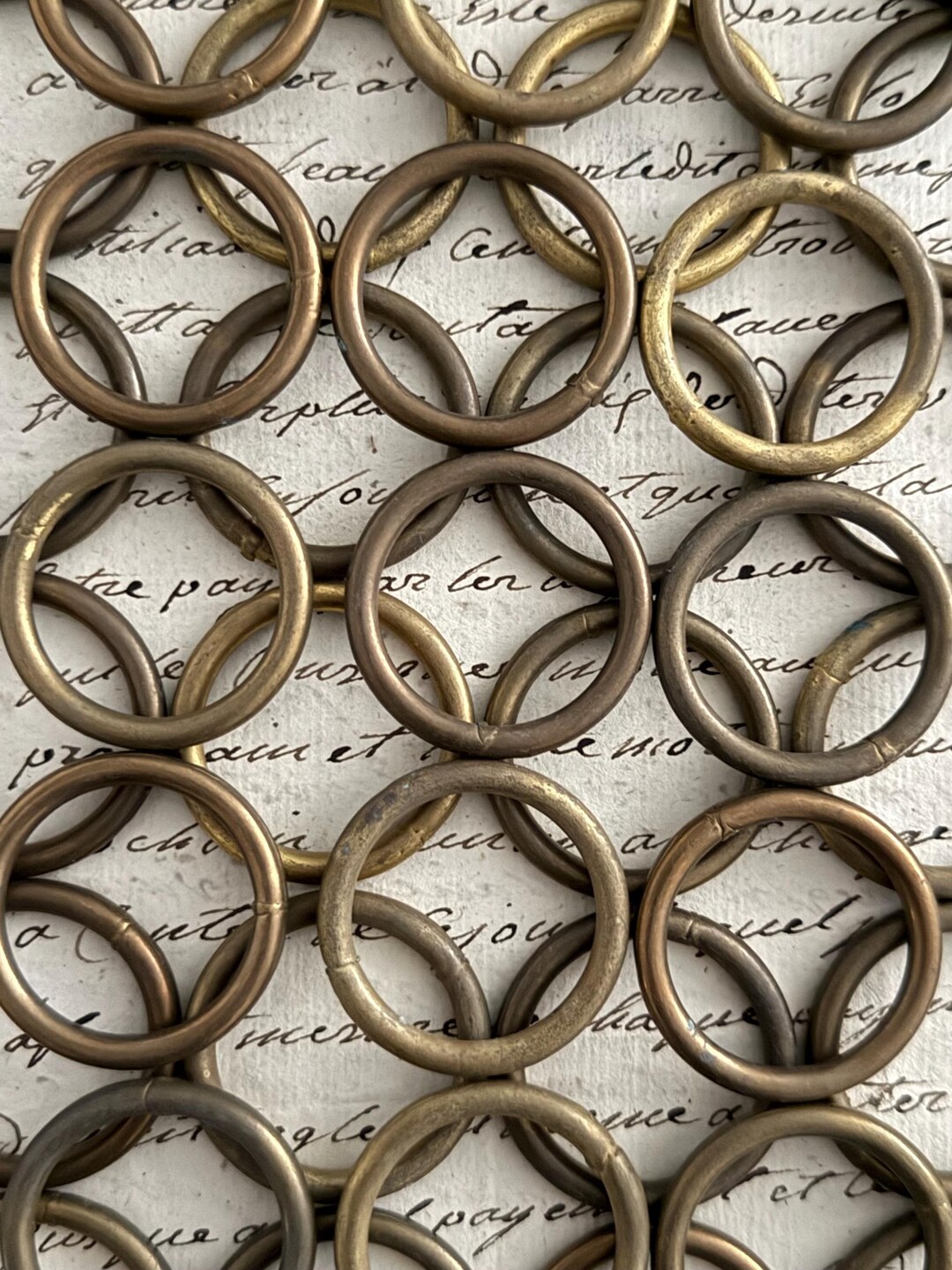8 French Antique Solid Brass Café / Curtain Rings / 'O' Rings/ Purse ...