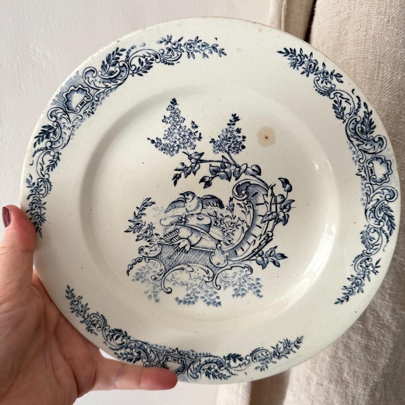 6 Handpicked French Antique Faience Plates, Terre De Fer, Transferware ...