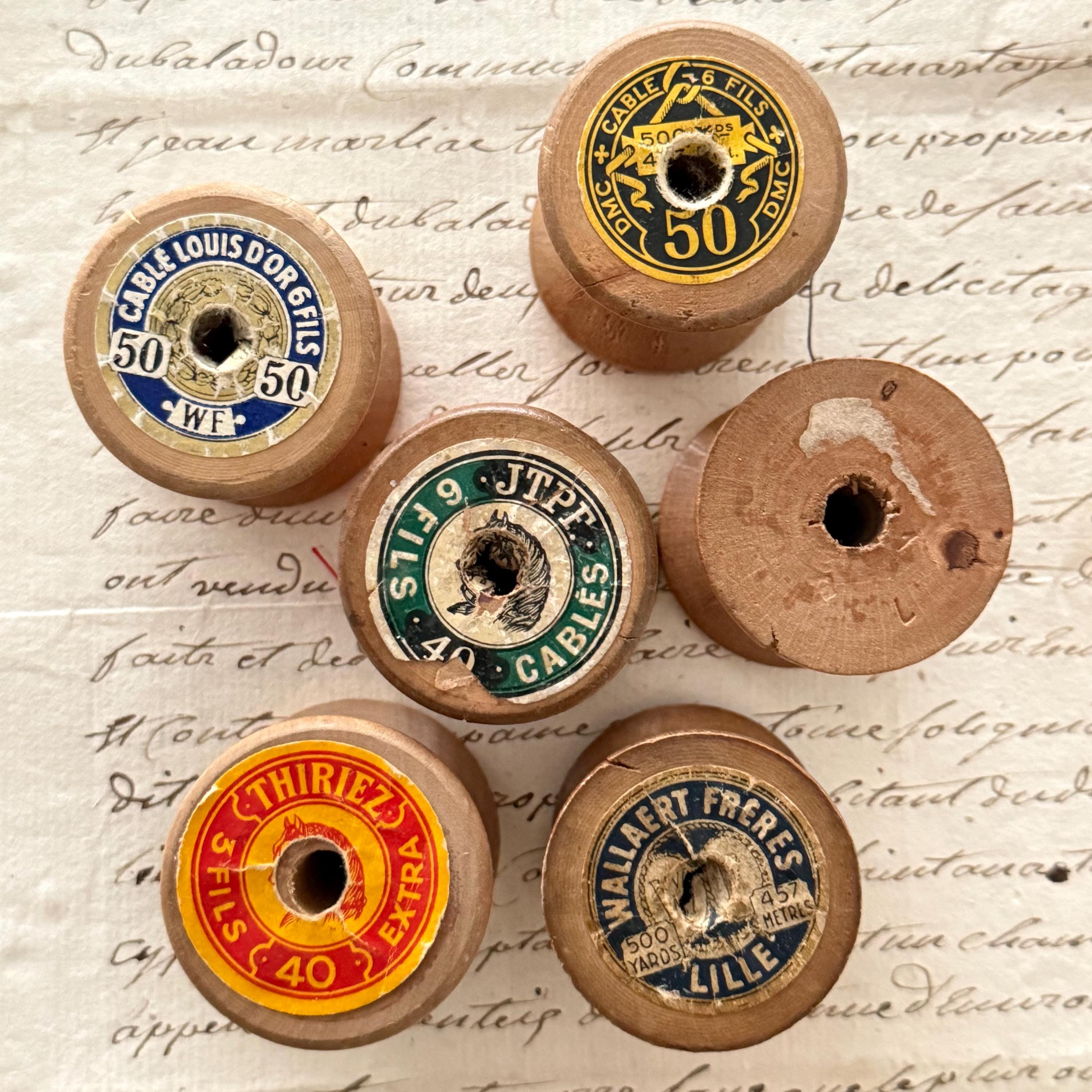 French Antique / Vintage Wooden Bobbins - Etsy