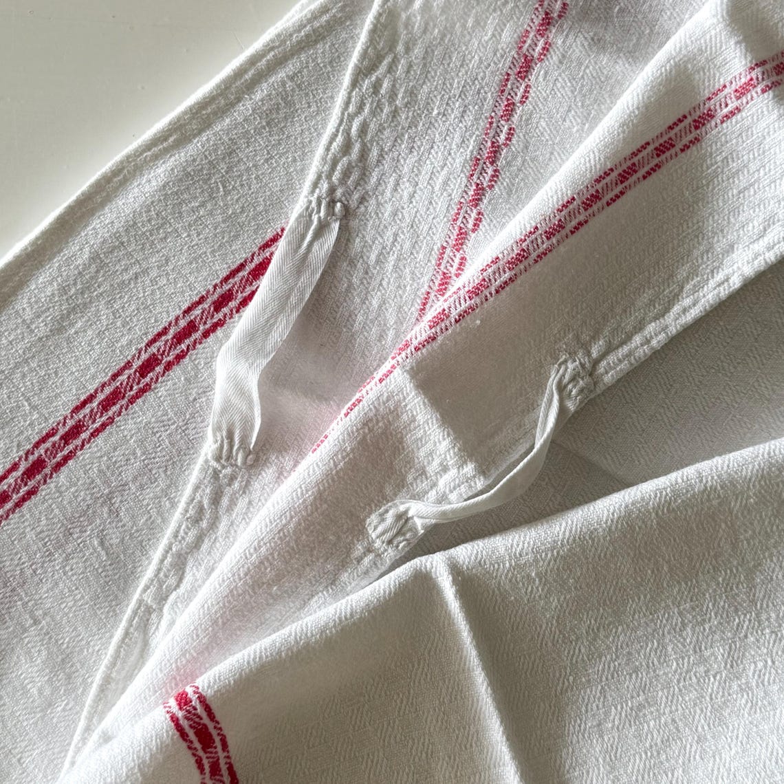 Set of 4 French Vintage Torchons / Dish Towels / Tea Towels / Red ...