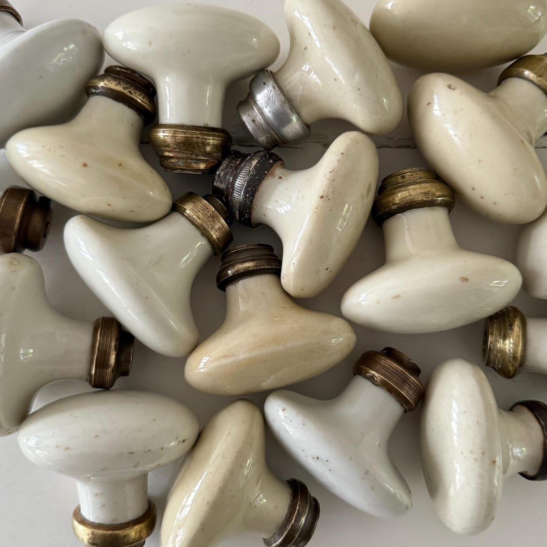 French Antique Porcelain Door Knobs - Oval - Etsy