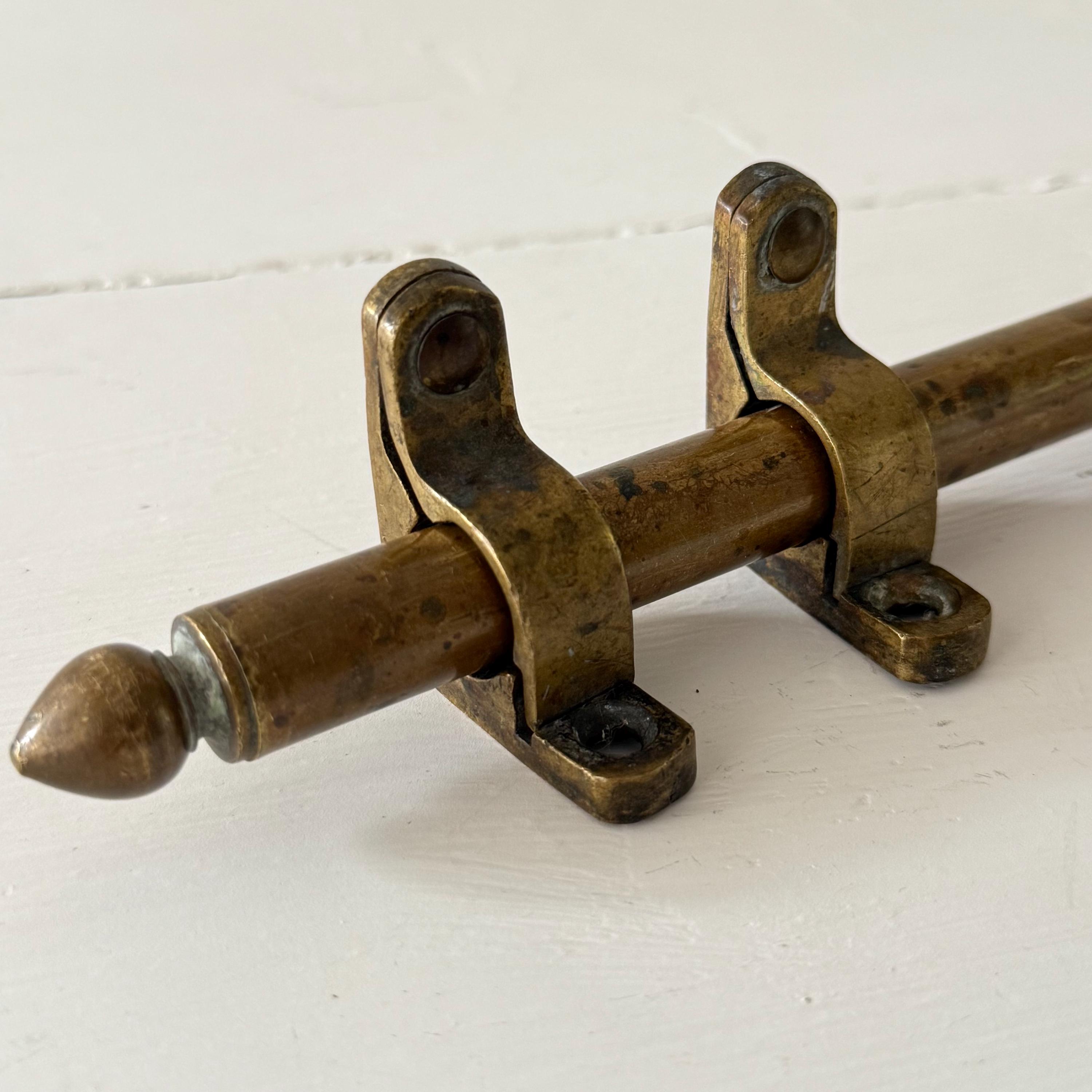 Pair French Antique Brass Rod / Stair Rod Brackets, Clips, Fixing Loops ...