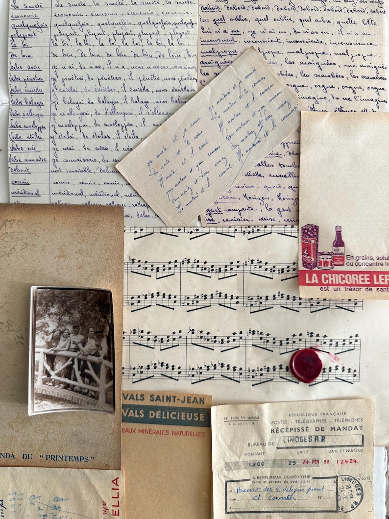 Lote de efímeras antiguas/vintage francesas, diario basura - Etsy España