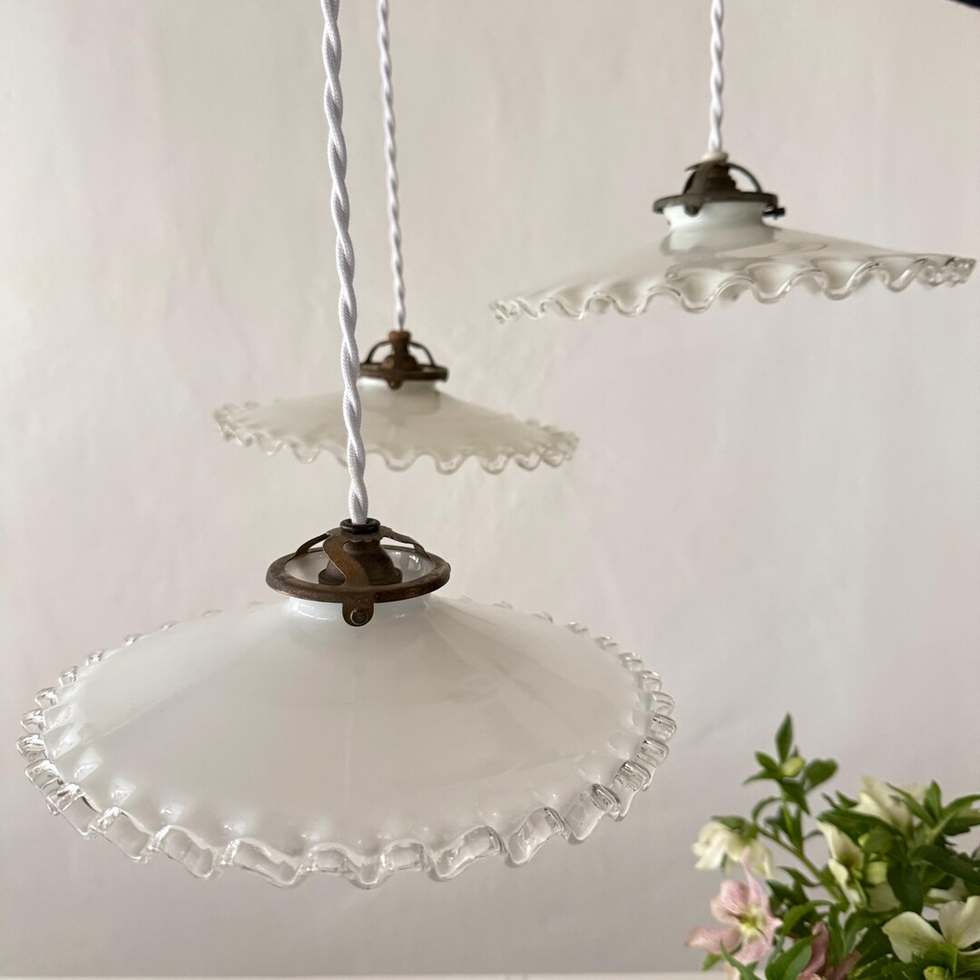 French Vintage Frilly Opaline Lamp Kit - Etsy