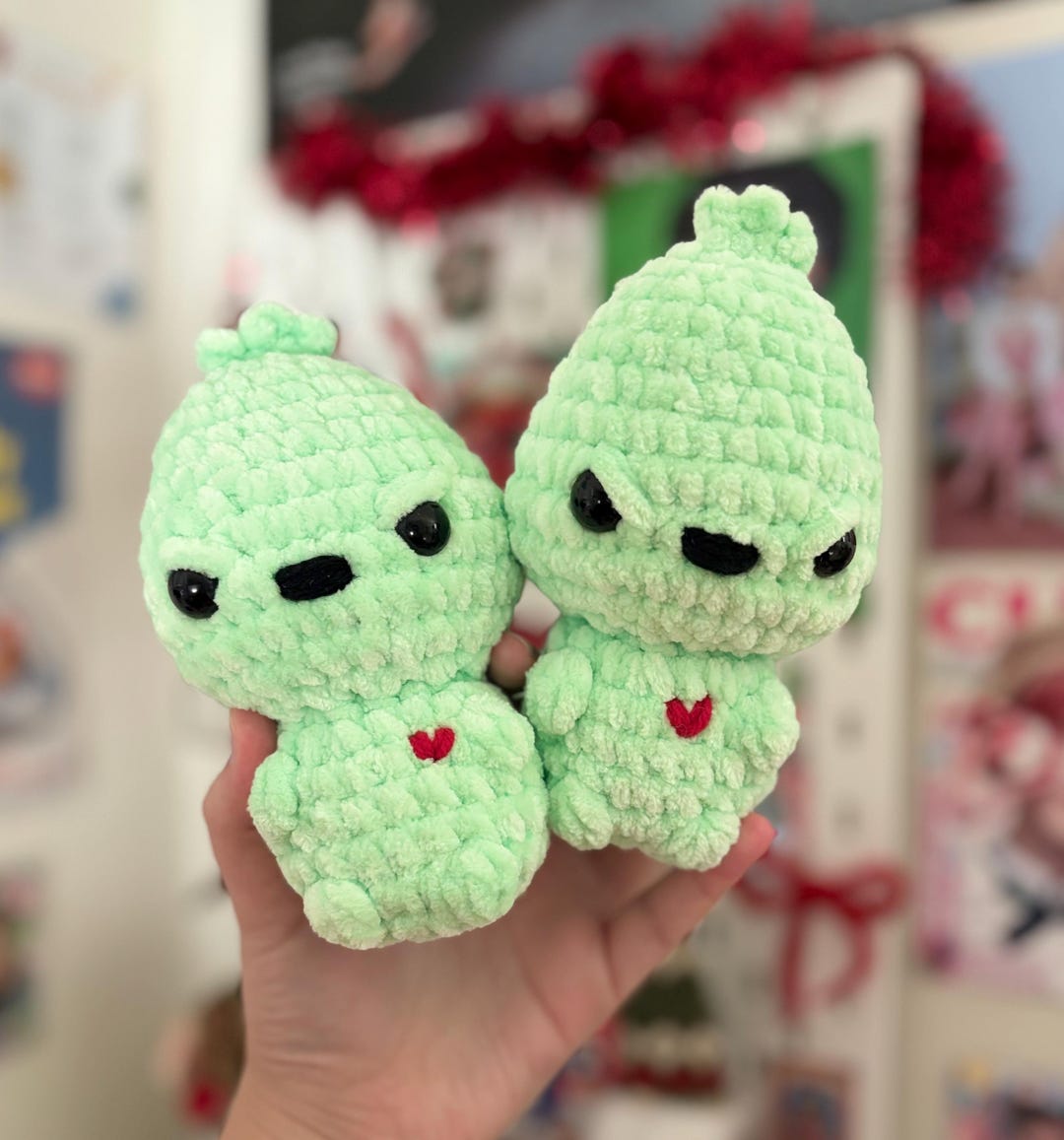 Meanie Greenie Crochet Plushie | Handmade Grinch Stuffed Animal - Etsy