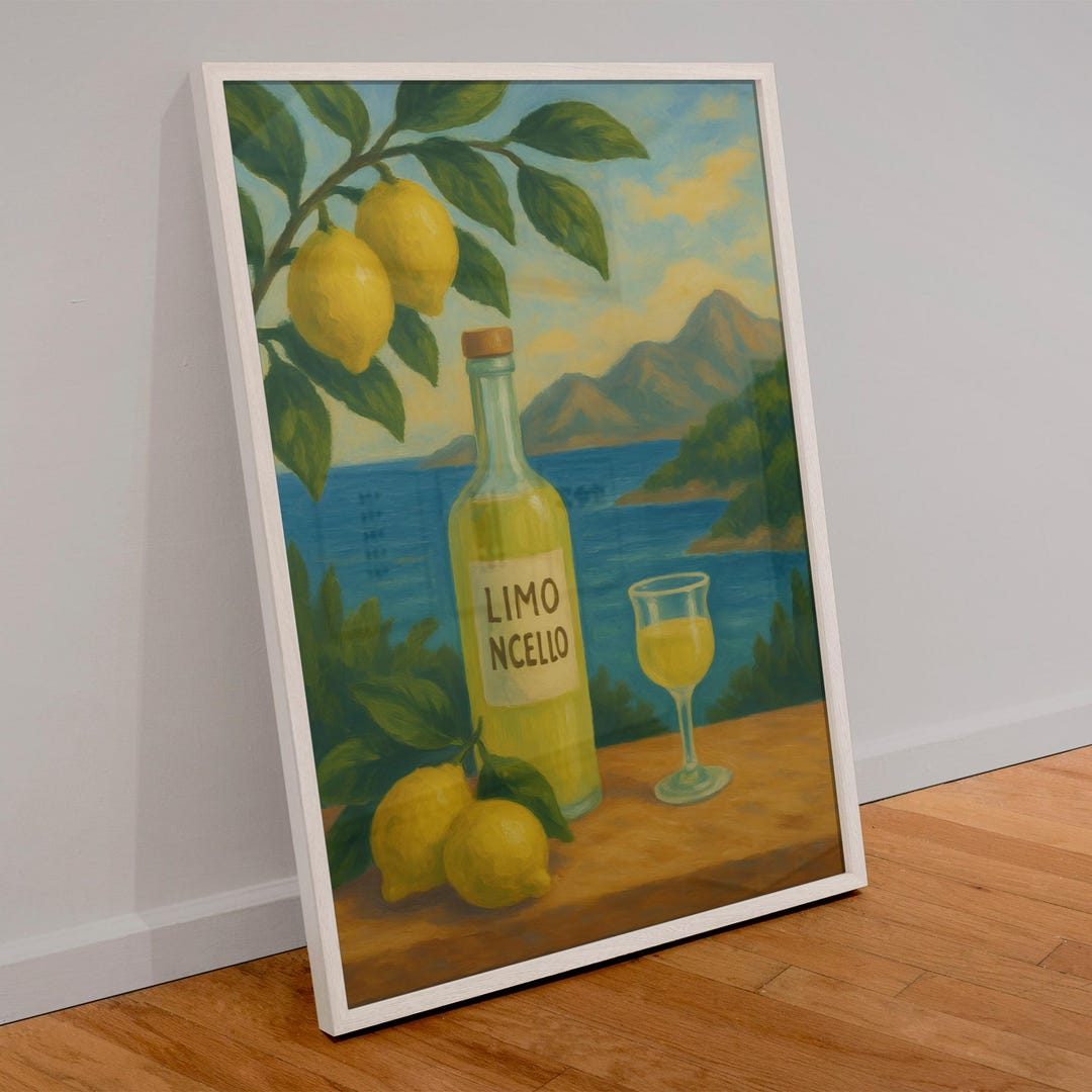 Limoncello Wall Art Print, Mediterranean Coastal Lemon Poster, Italian ...