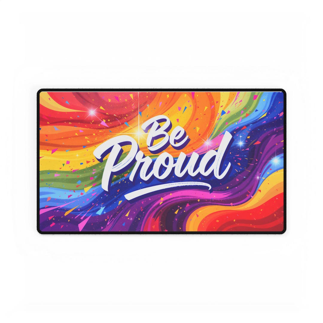 Be Proud Pride Mouse Pad - LGBTQ+ Desk Mat, Rainbow Gaming Mousepad ...