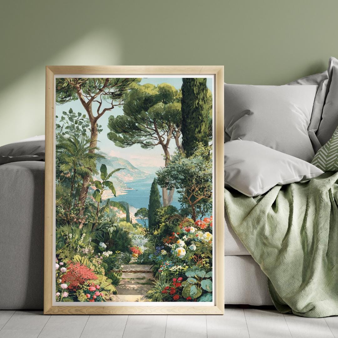 Èze France Poster – French Riviera Travel Print, Medieval Village Wall ...
