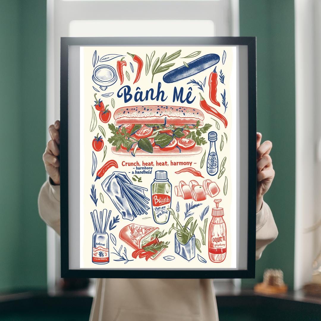 Banh Mi Art Print Banh Mi Poster Vietnamese Food Print Food Art ...