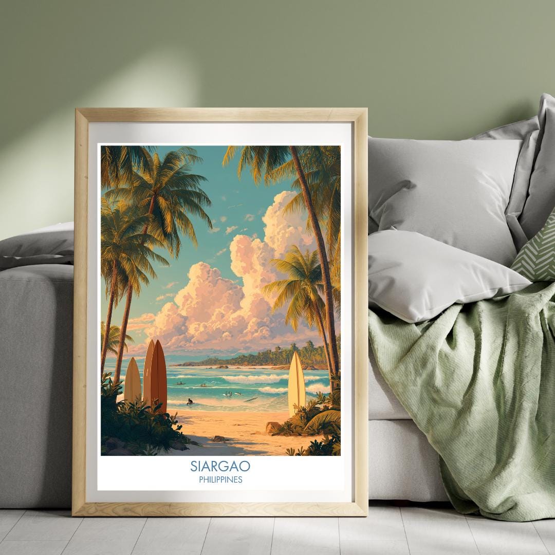 Siargao Island Philippines Travel Poster Filipino Surfing Beach ...