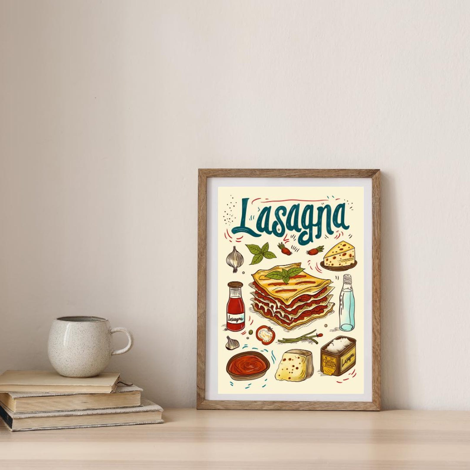 Lasagna Poster Travel Lasagna Bolognese Print Pasta Poster Italian Food ...