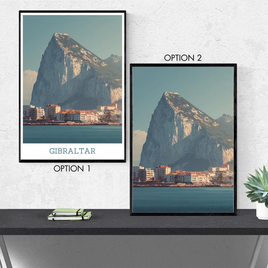 Gibraltar Poster – the Rock of Gibraltar Wall Art, Mediterranean Travel ...