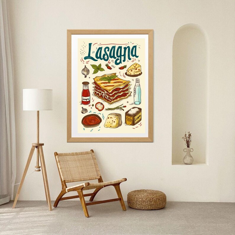 Lasagna Poster Travel Lasagna Bolognese Print Pasta Poster Italian Food ...