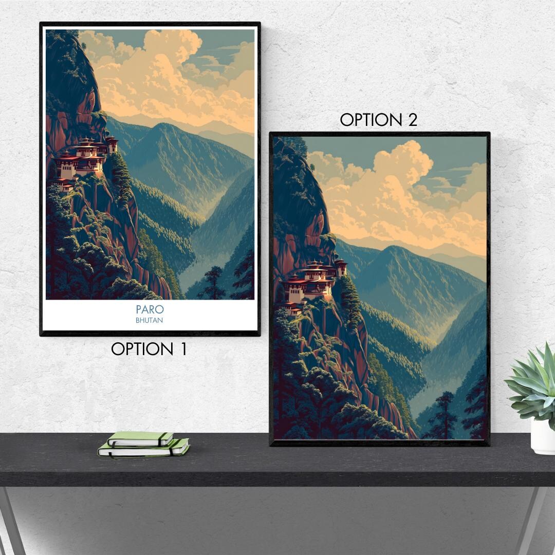 Paro Bhutan Poster, Himalayan Wall Art, Paro Valley Landscape Print ...