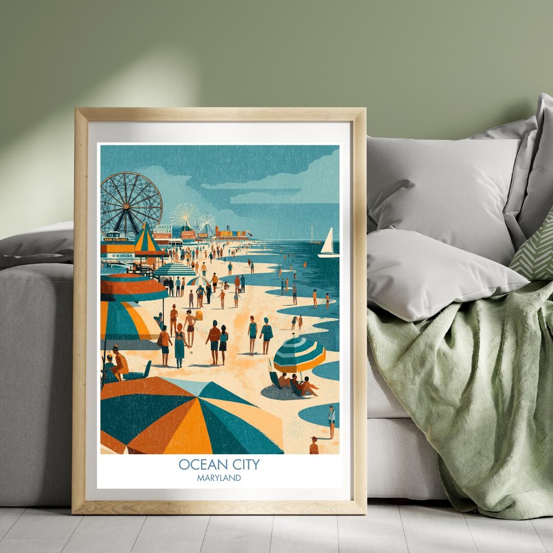 Ocean City Poster Maryland Poster Ocean City Maryland Print Wall Art ...
