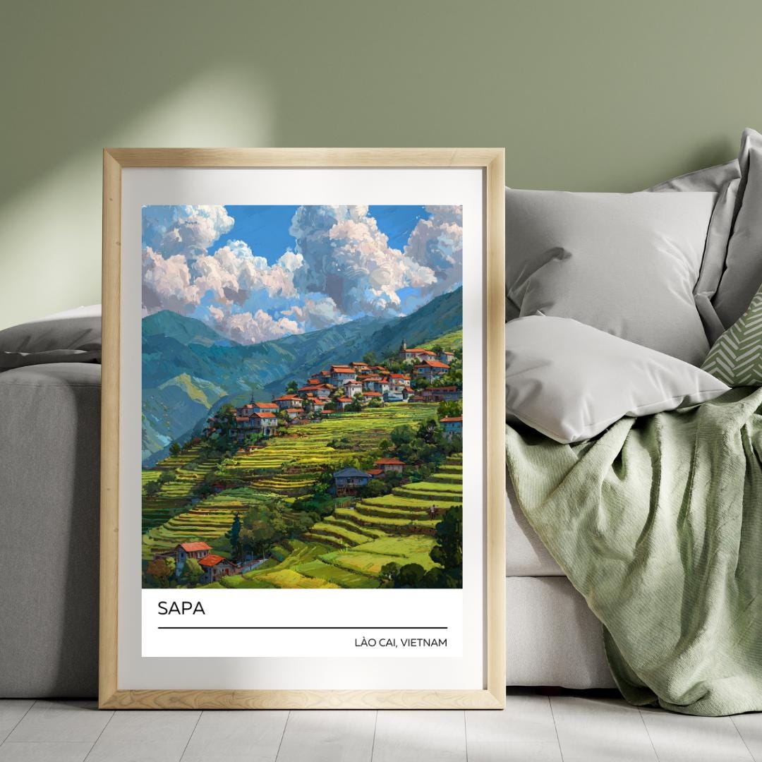 Sapa Vietnam Poster – Rice Terraces Mountain Wall Art, Northern Vietnam ...