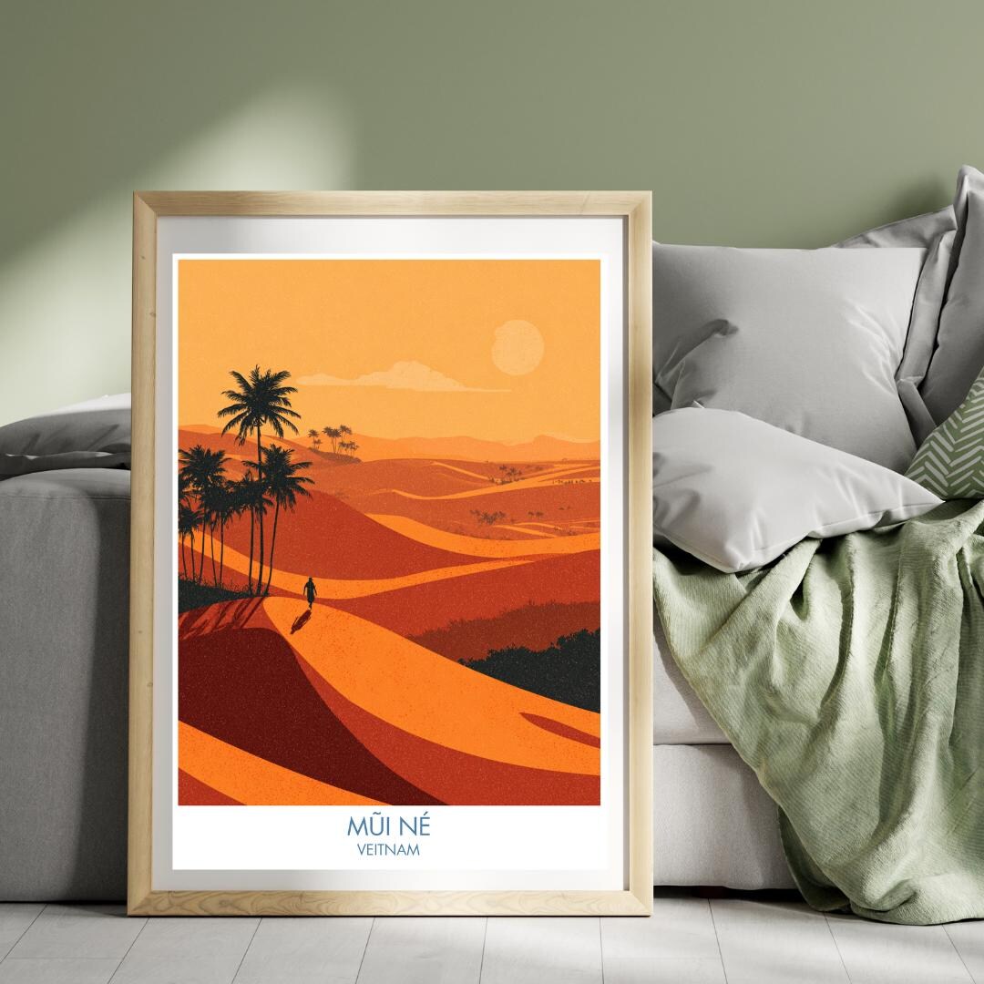 Mui Ne Vietnam Travel Poster Sand Dunes Ocean Vietnamese Print ...