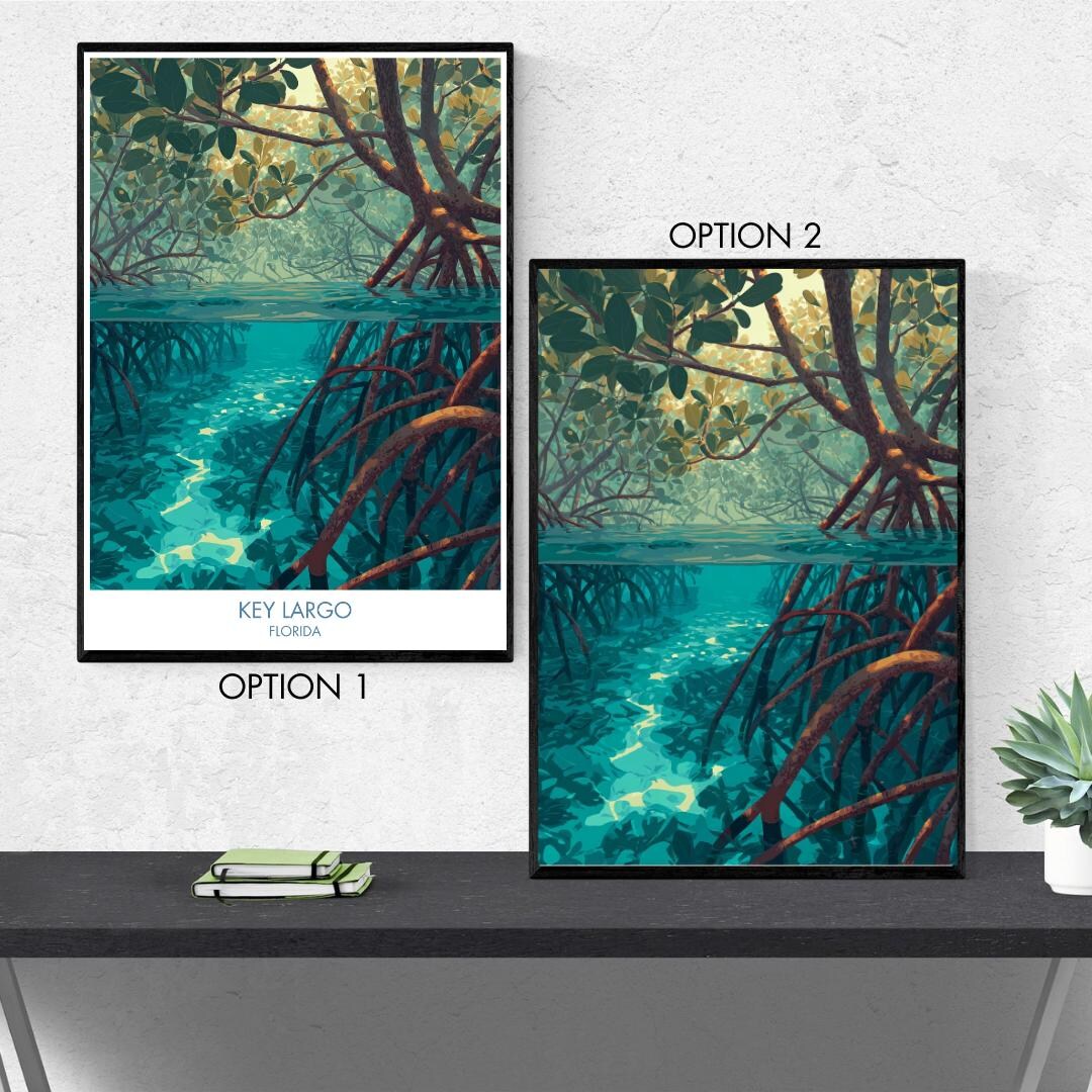 Key Largo Poster – Florida Keys Coastal Wall Art, Mangroves, Tropical ...