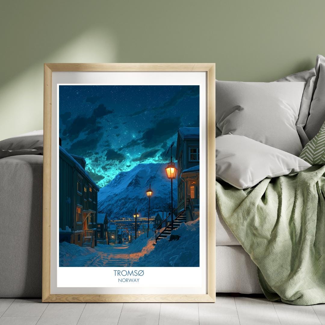 Tromsø Poster Norway Poster Tromso Print Scandinavia Wall Art Christmas ...