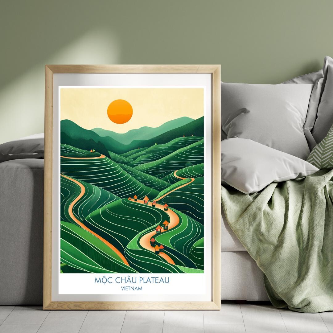 Mộc Châu Plateau Vietnam Travel Poster Rice Terraces Rice Paddy ...