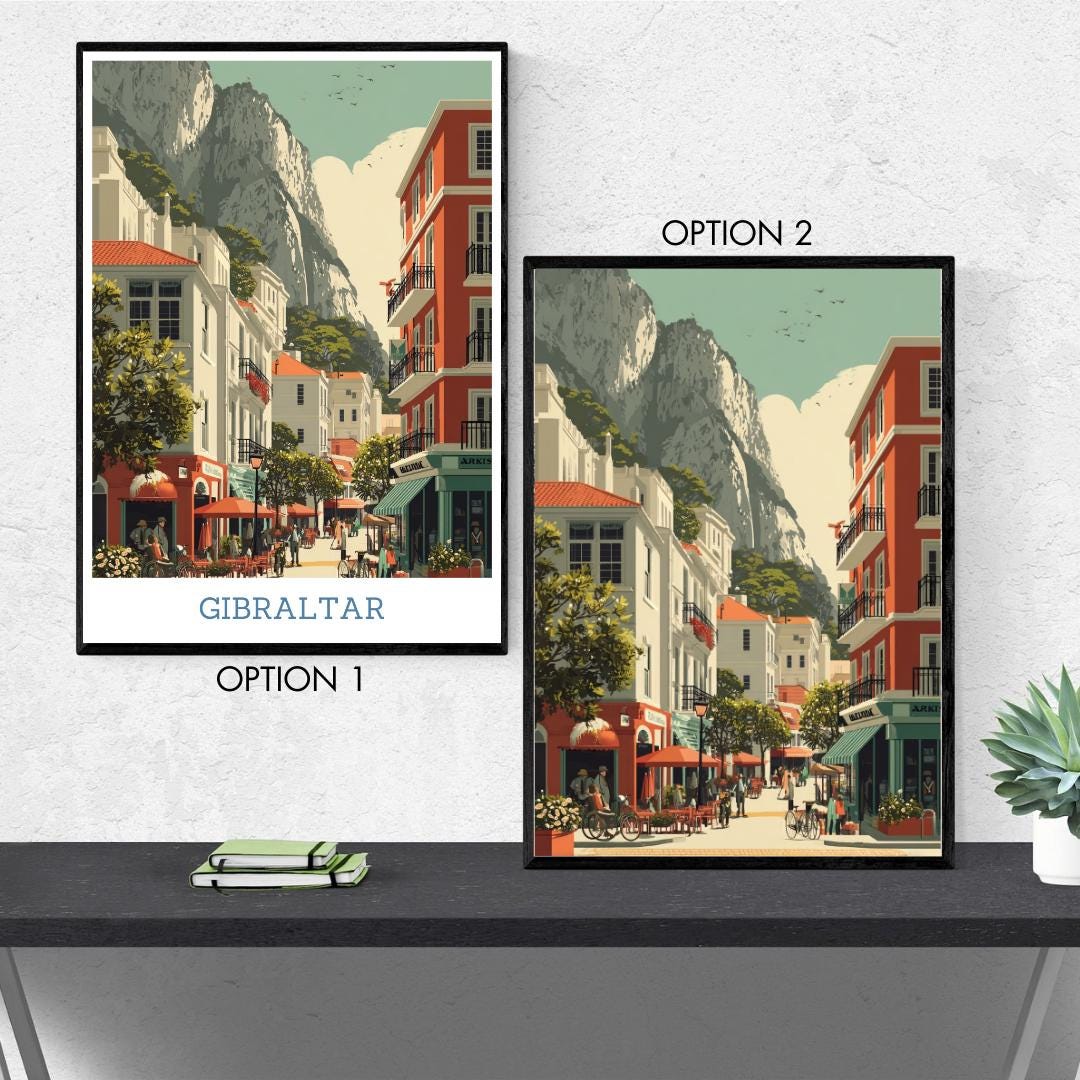 Gibraltar Poster – the Rock of Gibraltar Wall Art, Mediterranean Travel ...