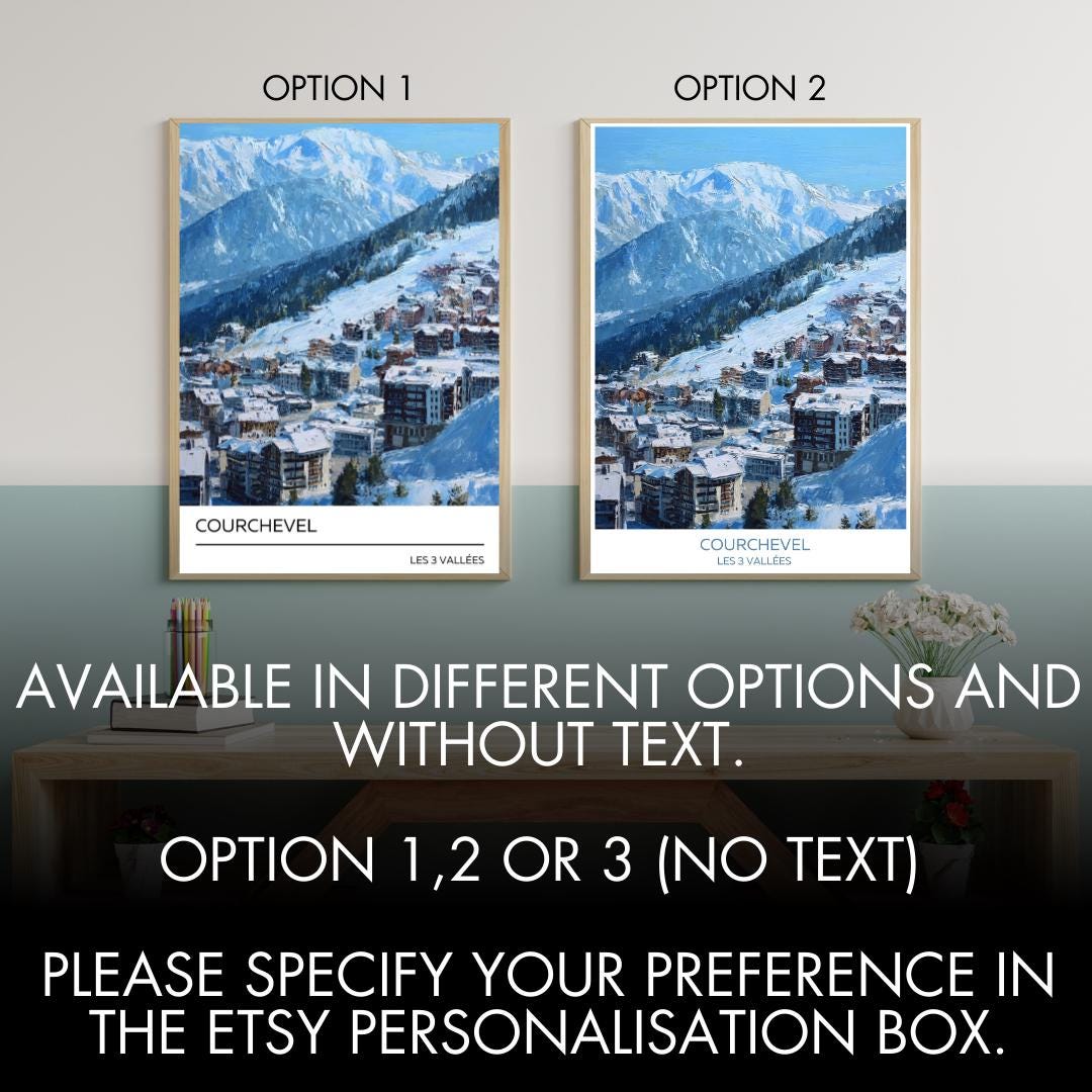 Courchevel Poster – French Alps Ski Resort Wall Art, Winter Mountain ...