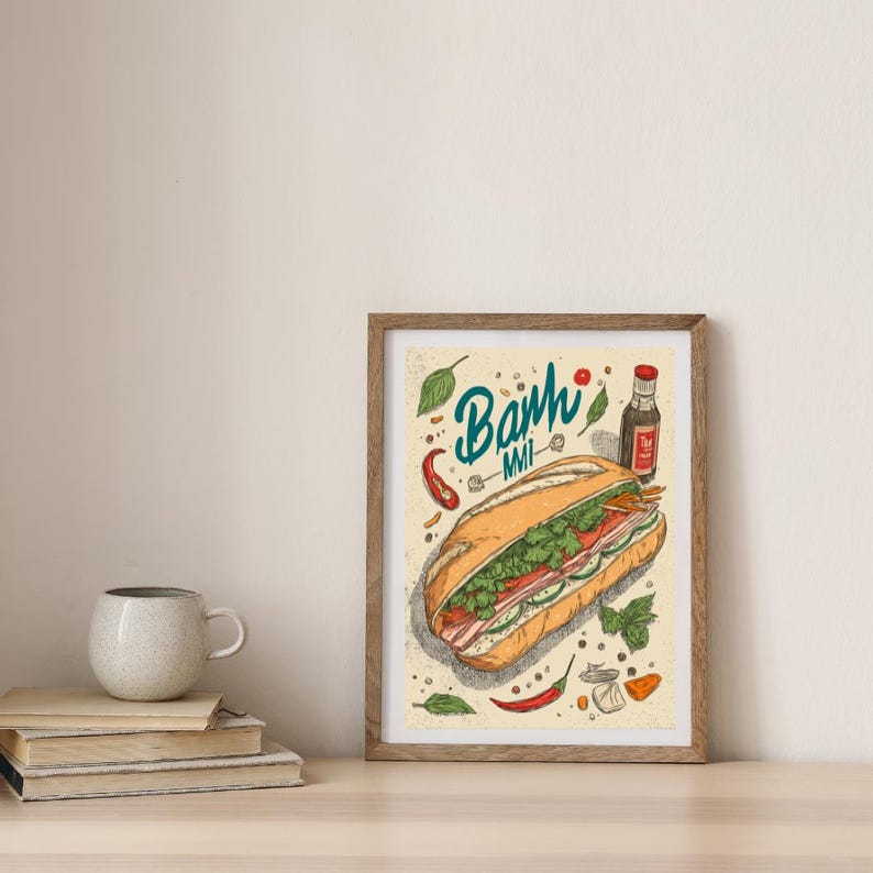 Banh Mi Art Print Banh Mi Poster Vietnamese Food Print Food Art ...